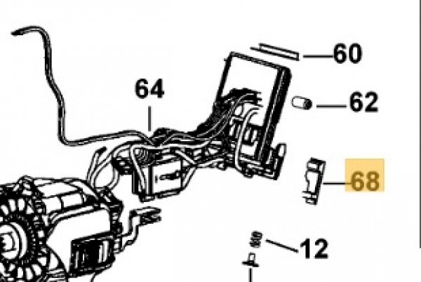 Gummi ved batteriholder Dewalt DCS335 stiksav, venstre side.